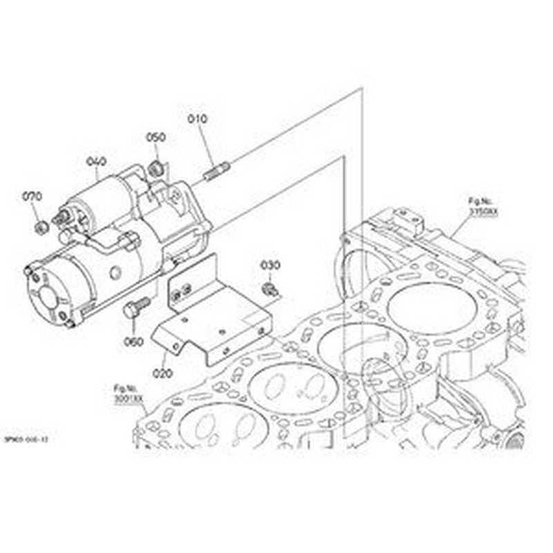 12V 9T Starter Motor 1K012-63010 for Kubota Engine V3300 V3600 V3800 ...