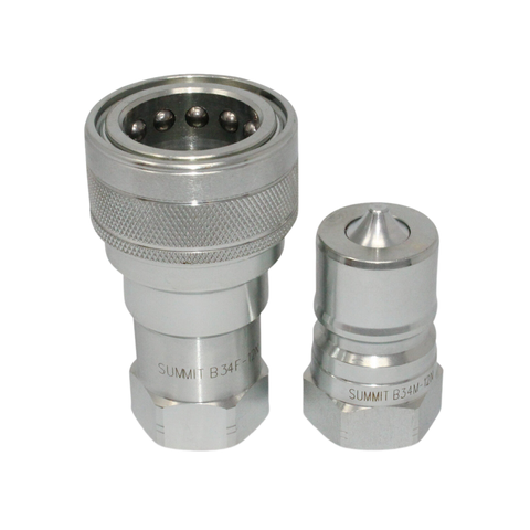 3/4" NPT ISO 7241-B Quick Disconnect Hydraulic Coupling / Coupler Set ...