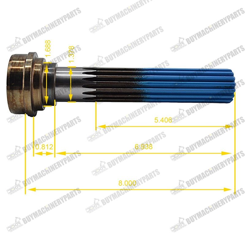 Midship Stub Shaft 1.375"x16 spline Tube 2.5x.083" for 1210-1350 Serie ...