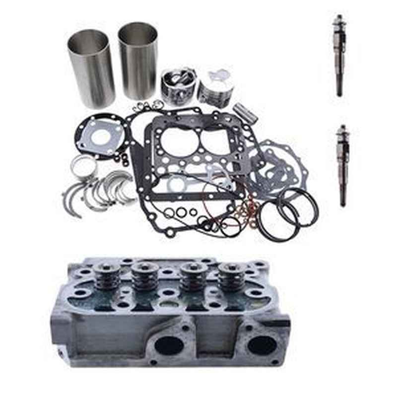 Complete Overhaul Kit & Cylinder Head & Glow Plug for Kubota Z482 Engi ...