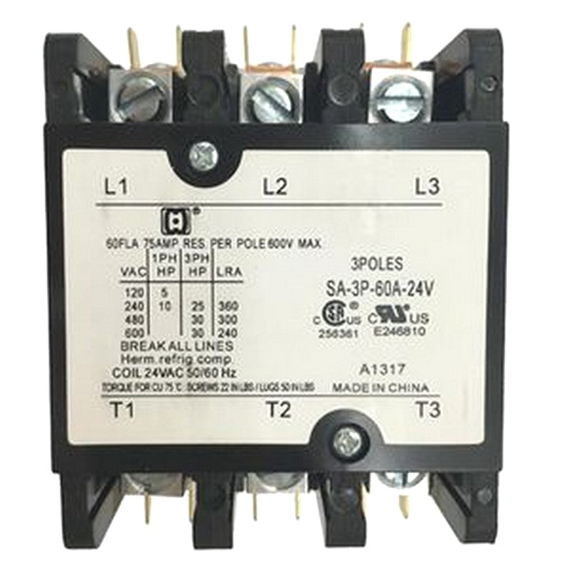 3 Poles 24V 25A 25FLA Definite Purpose Contactor SA-3P-25A-24 ...