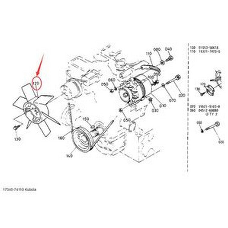 Fan Blade 17345-74110 for Kubota Engine D1105 D1403 – Buymachineryparts