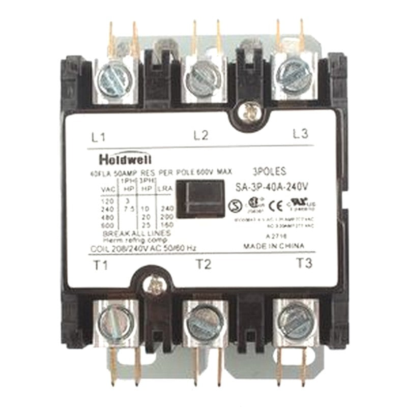 SA-3P-40A-240V Coil Definite Purpose Contactor 3 Poles 40 Amp 240V AC ...