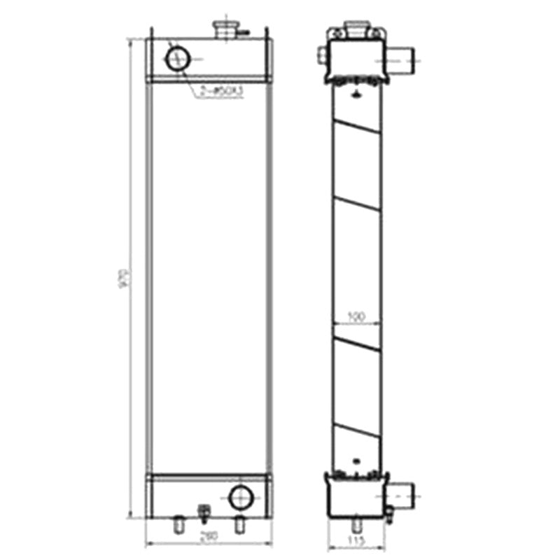Water Tank Radiator 22B-03-12111 for Komatsu PC138US-2 PC128US-2 ...