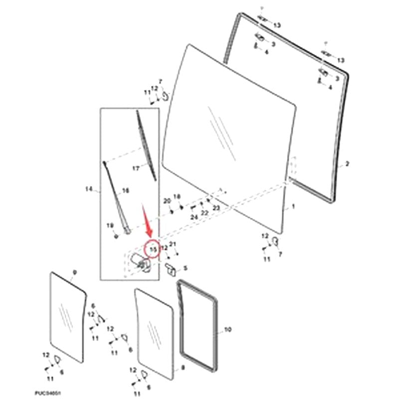 Wiper Motor Assembly NF100195 SJ28506 for John Deere Tractor 1054 1204 ...